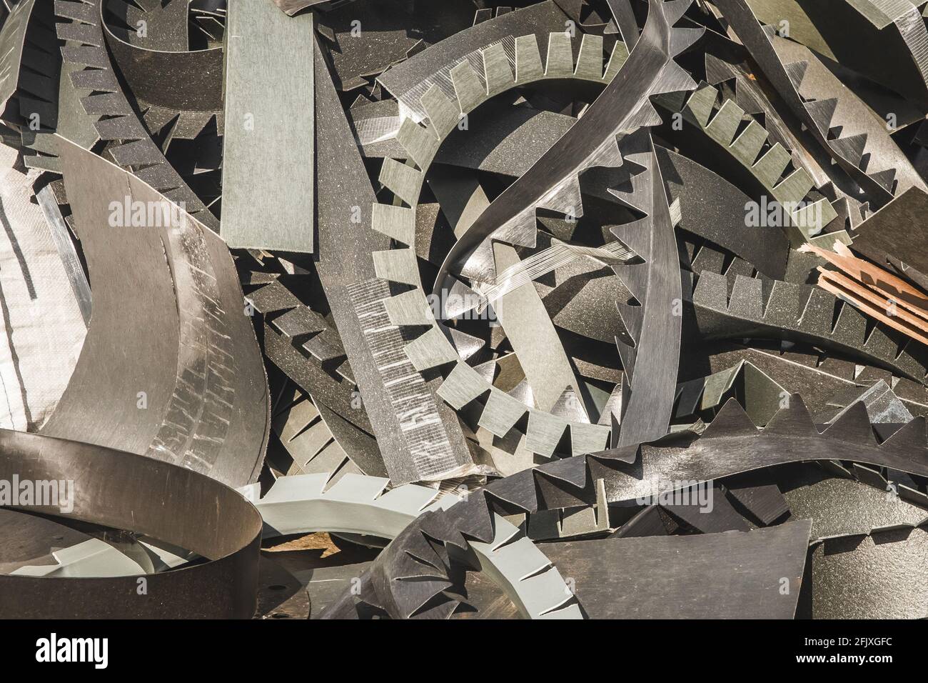 Metal waste, iron recycle plates, industrial pile steel waste, trash ...