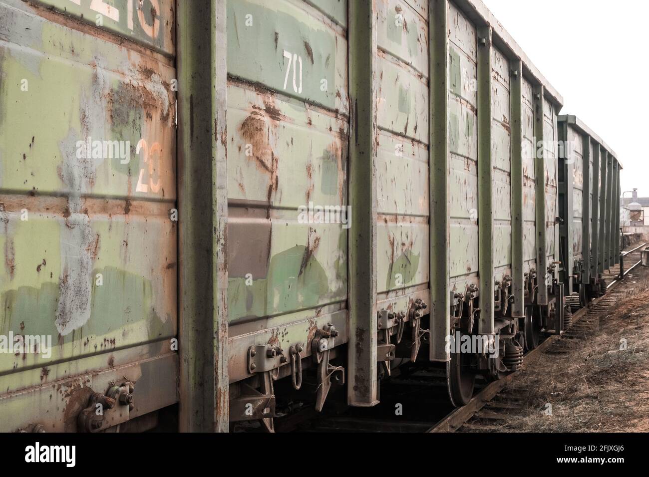 railway wagon on rails, industrial transportation of goods and ...
