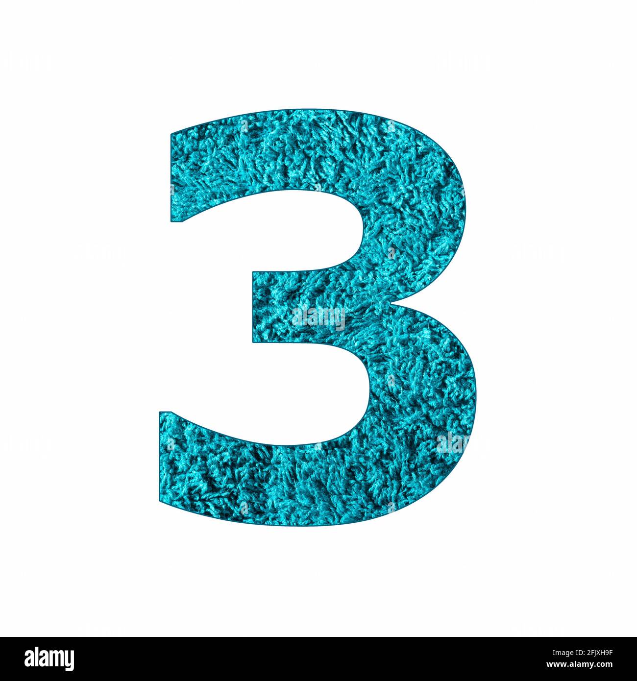Number three - Blue towel background isolated on white Stock Photo - Alamy