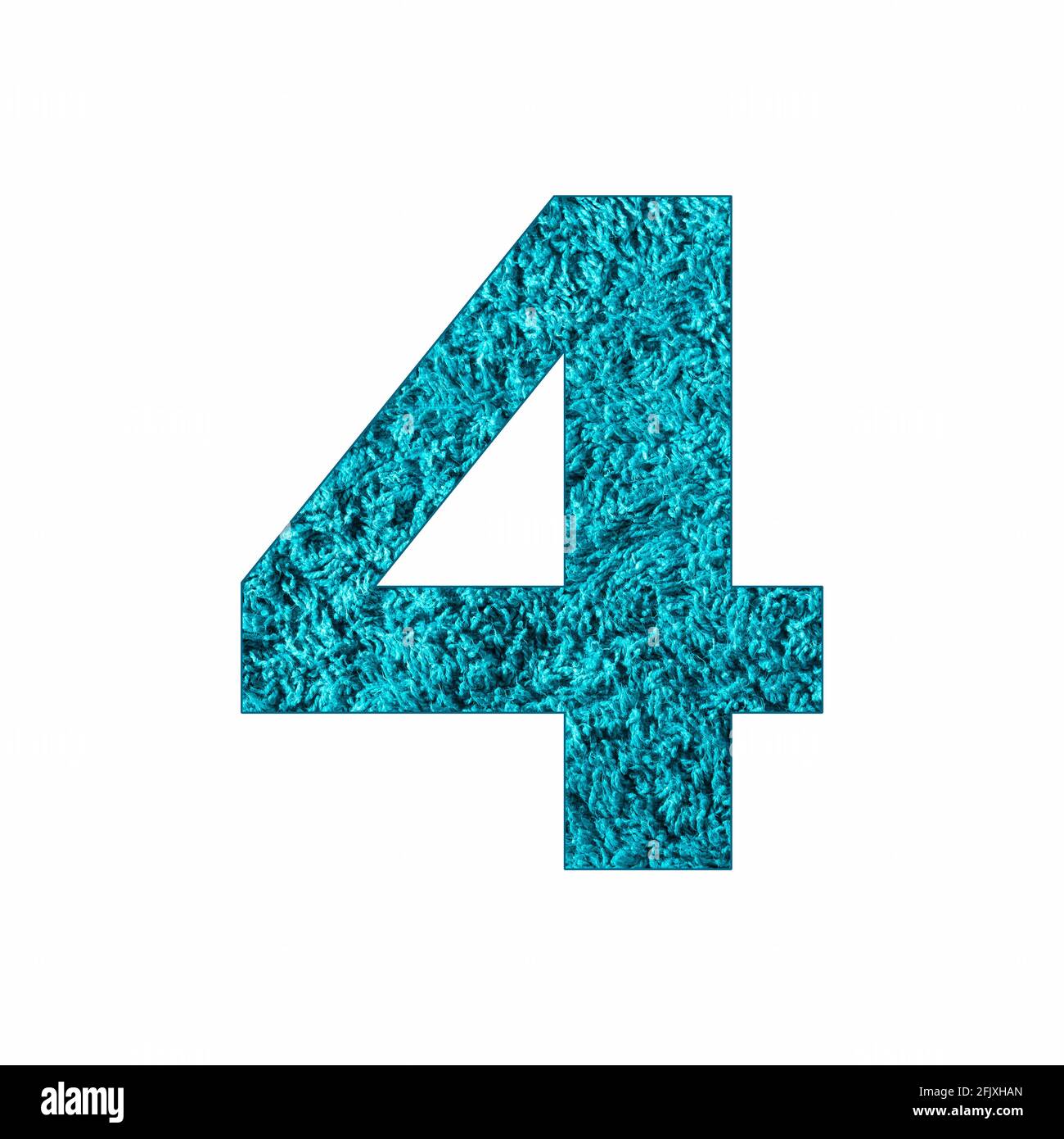 Number 4 - Blue towel background isolated on white Stock Photo - Alamy