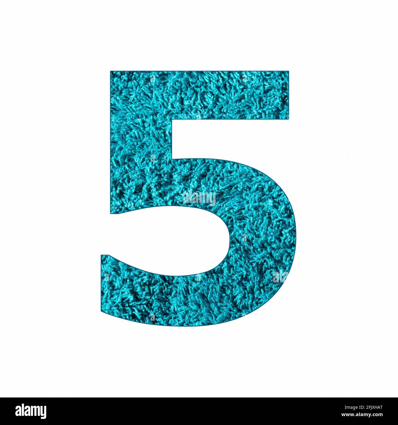 Number five - Blue towel background isolated on white Stock Photo - Alamy