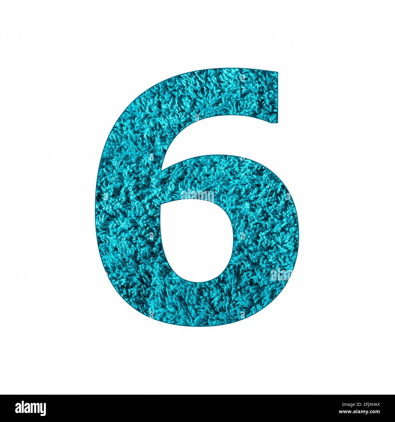 Number 6 - Blue towel background isolated on white Stock Photo - Alamy