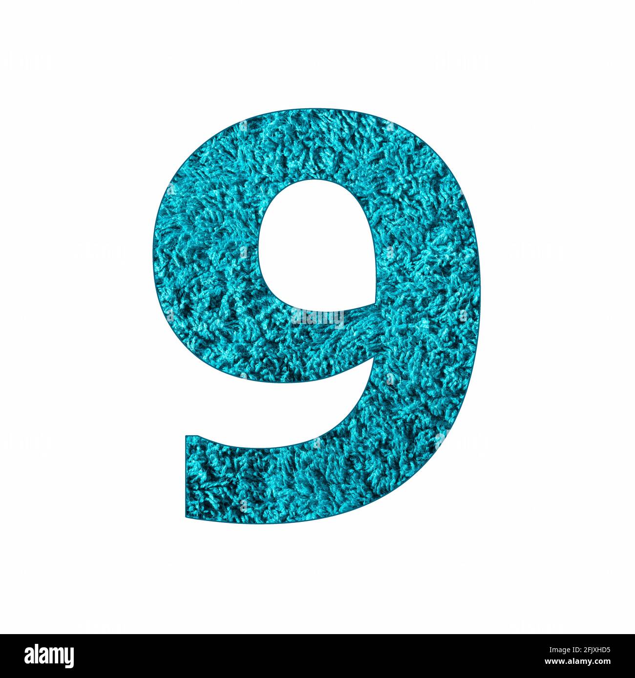 Number nine - Blue towel background isolated on white Stock Photo - Alamy