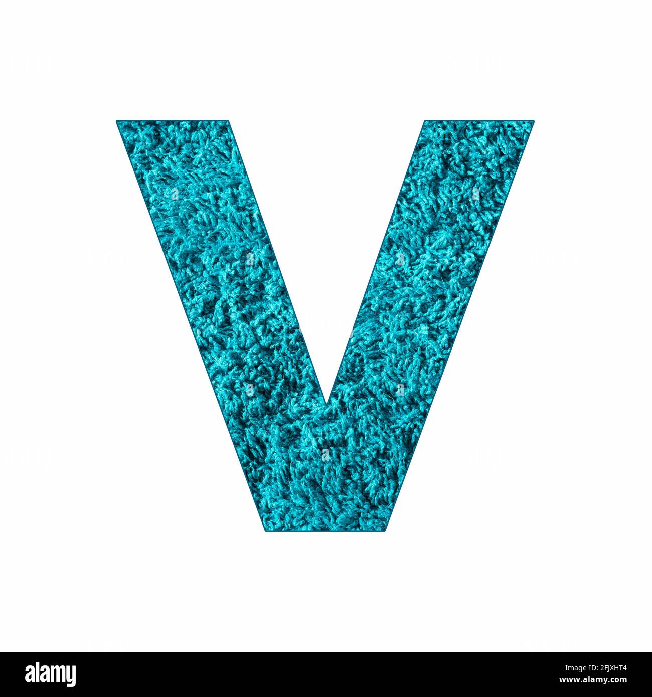 Alphabet Letter V - Blue Towel Background Stock Photo - Alamy