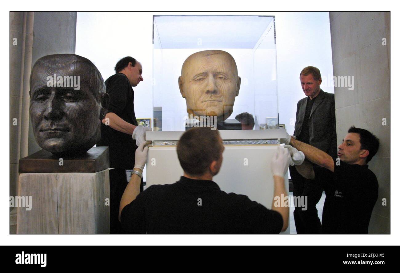 Andrew Motion Poet Laureate June 2001with the two sculptures of himself ...