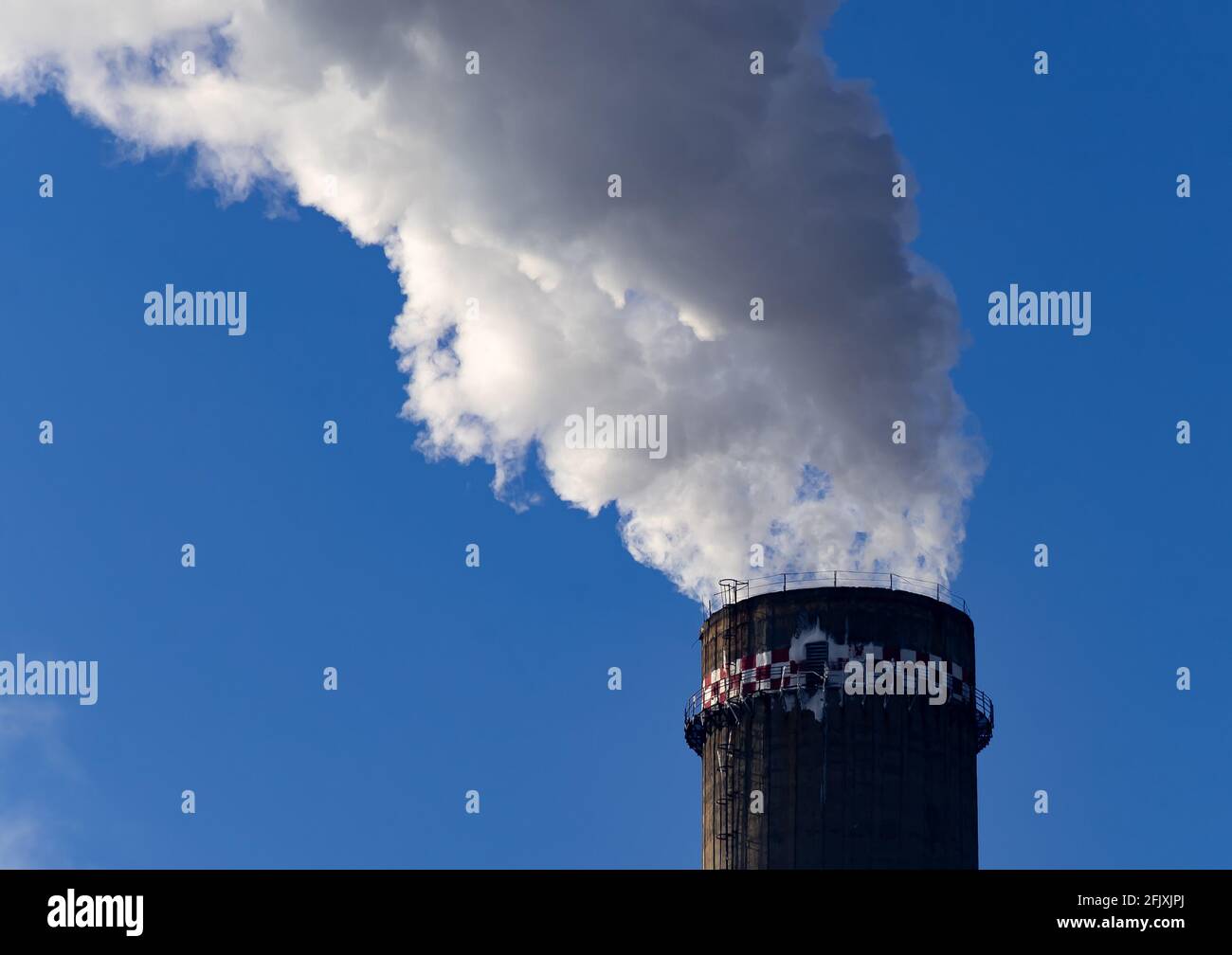 Bucharest, Romania - January 15, 2021: Chimney of CET Progresul power ...