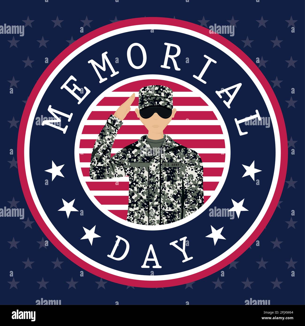 US army man in a memorial day button - Vector illustration Stock Vector ...