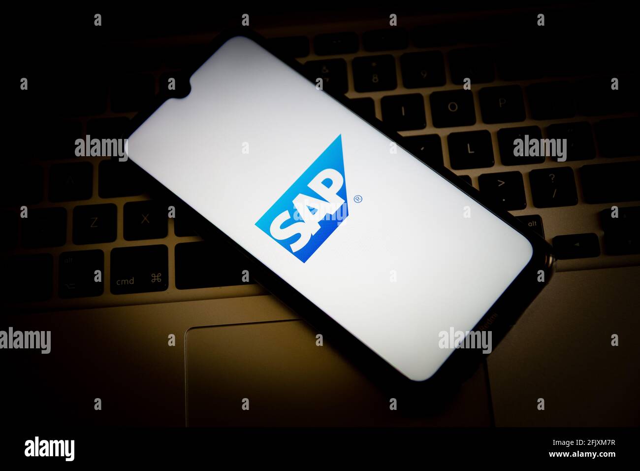 In this photo illustration, a SAP logo seen displayed on a smartphone ...