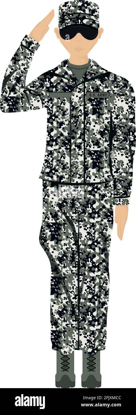 Isolated US army man. Man dressing camouflage - Vector Stock Vector ...