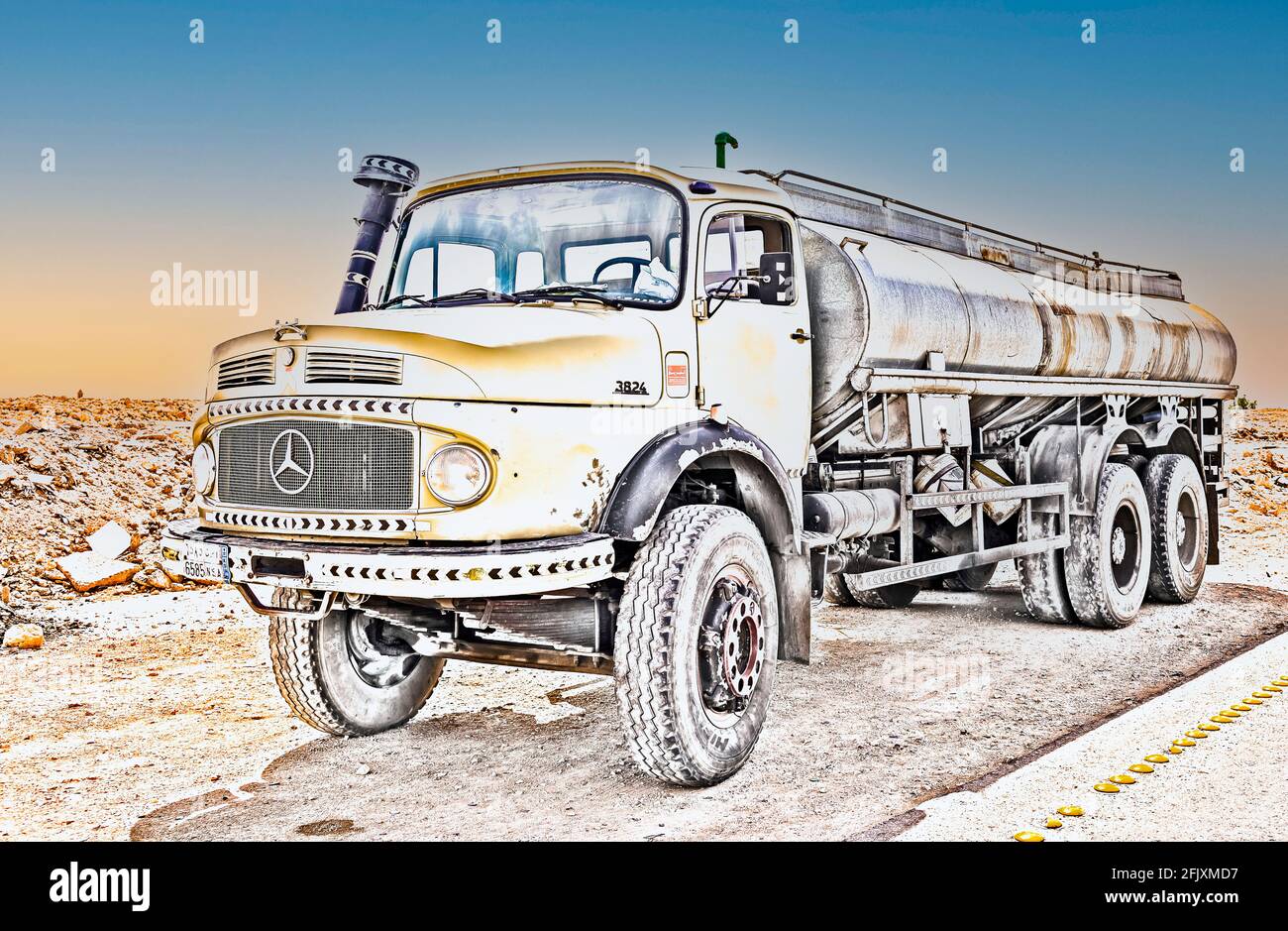 Vintage Mercedes-Benz water tanker - views Stock Photo - Alamy