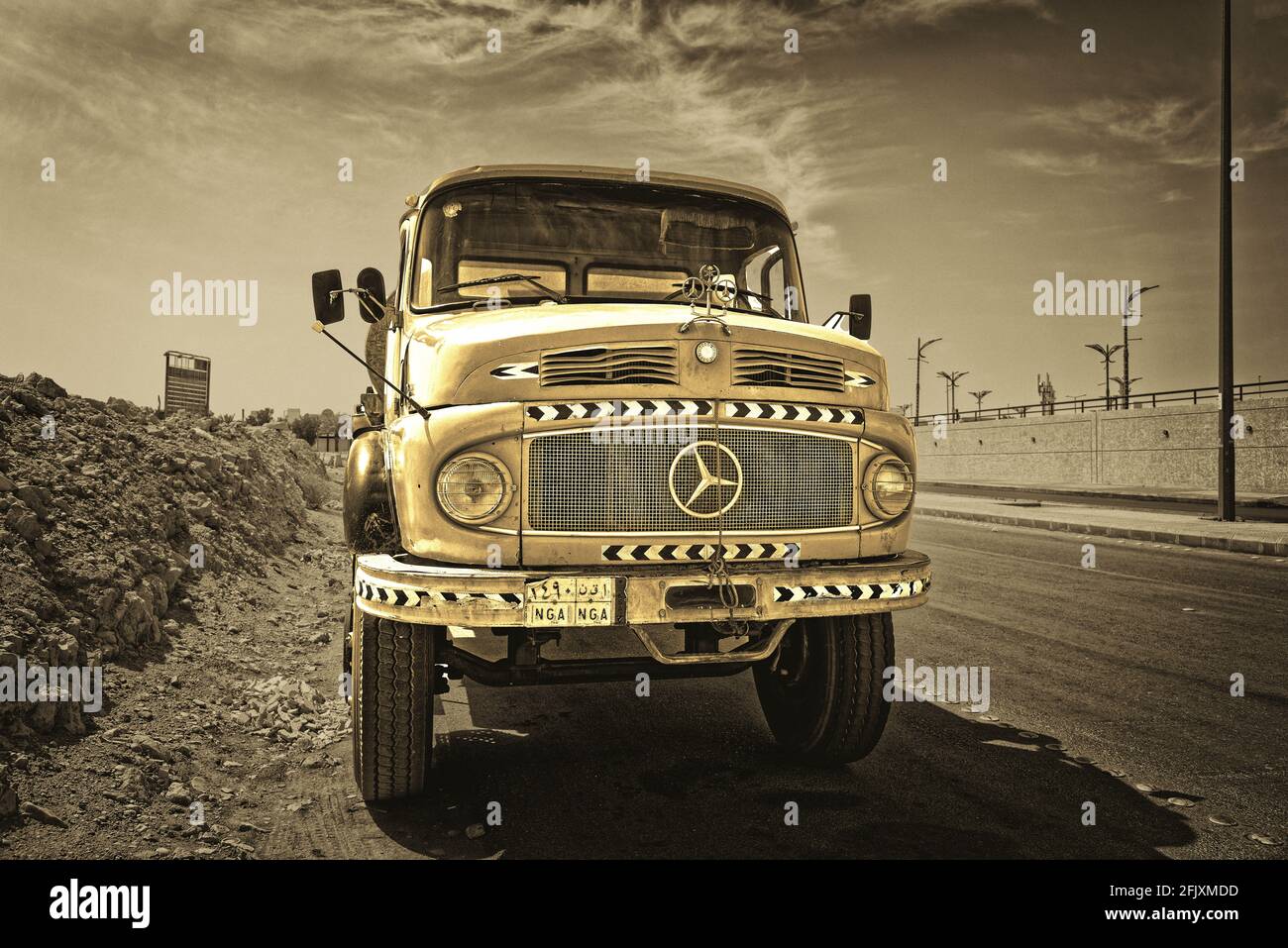 Vintage Mercedes-Benz water tanker - views Stock Photo - Alamy