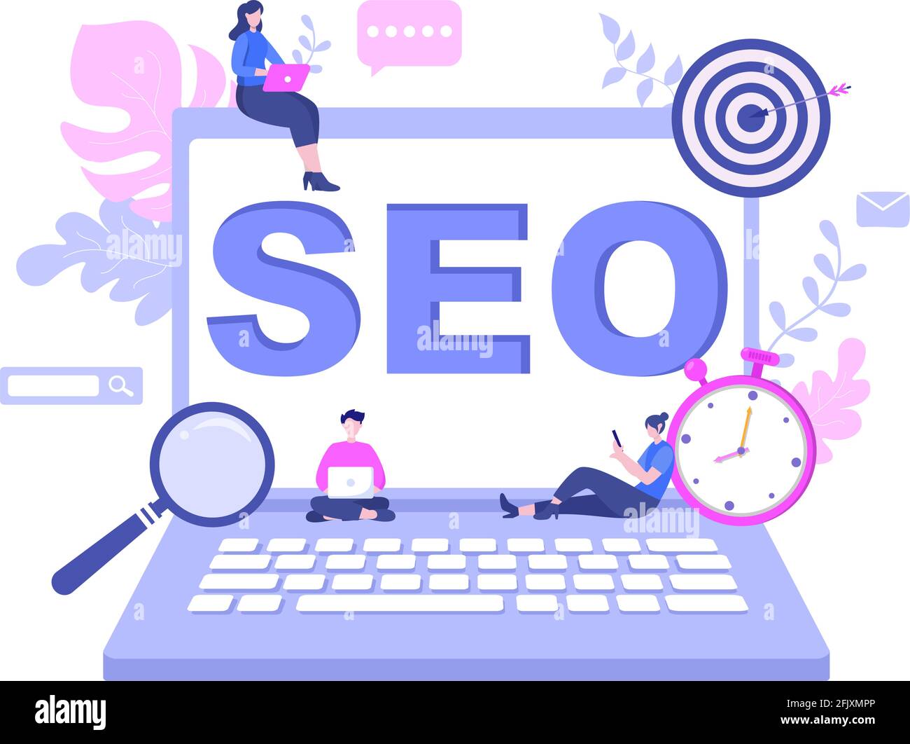 SEO Optimization Vector Illustration To Search Engine, App Development ...