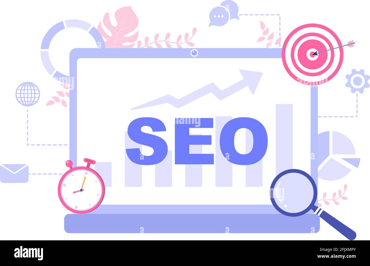 SEO Optimization Vector Illustration To Search Engine, App Development ...