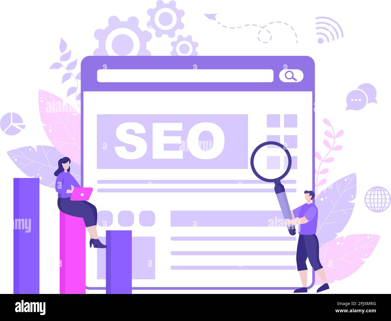 SEO Optimization Vector Illustration To Search Engine, App Development ...