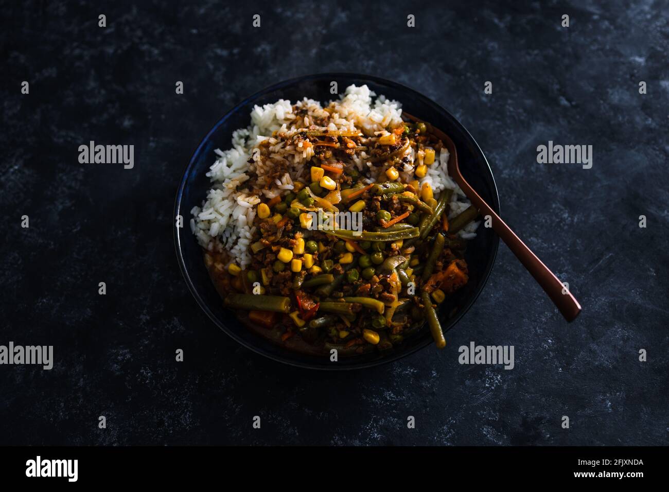 vegan asian inspired stir fry with cocnut rice, healthy plant-based ...