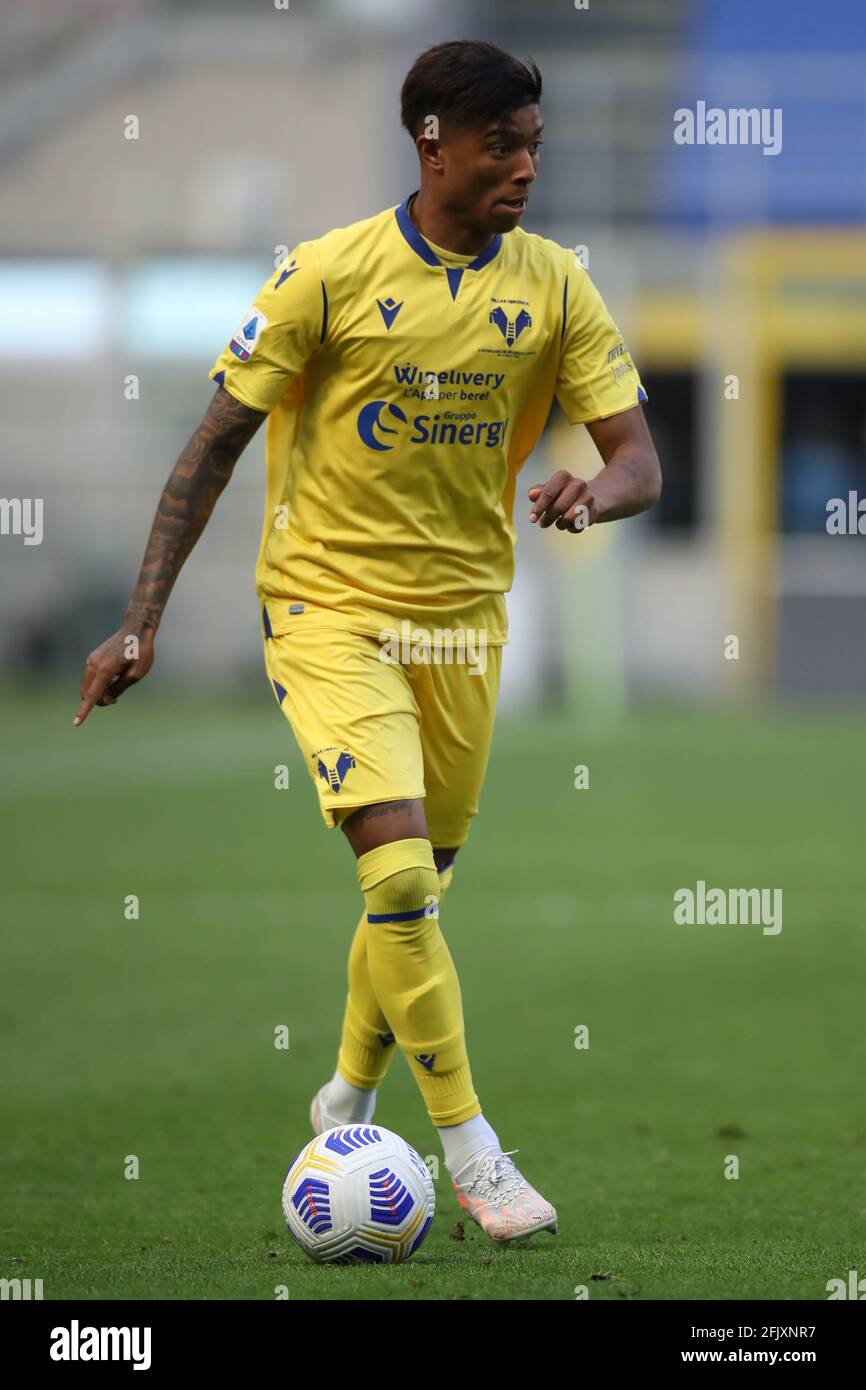Milan, Italy, 25th April 2021. Eddie Salcedo of Hellas Verona during ...
