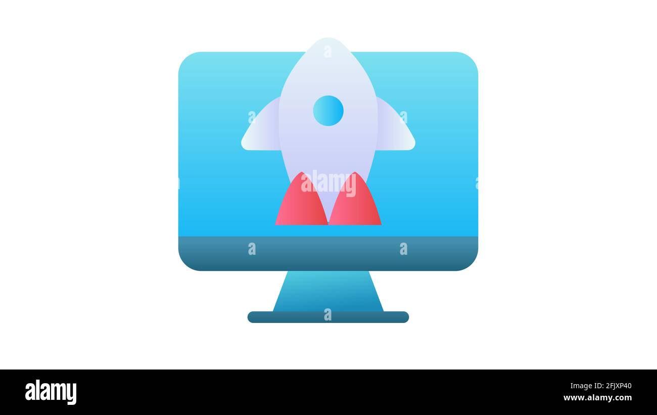 desktop launch startup single isolated icon with single isolated icon ...