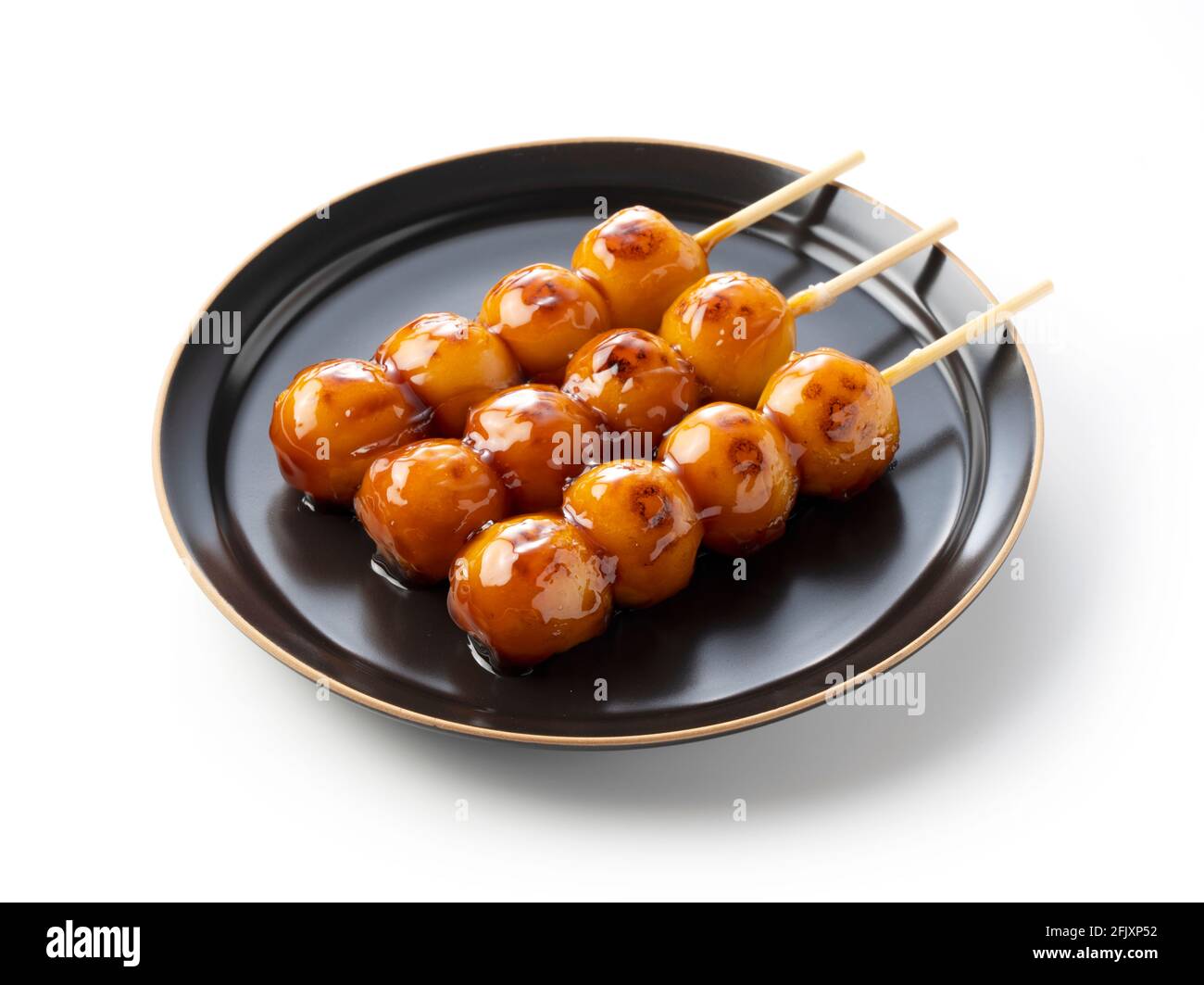 Mitarashi dango placed on a white background. Image of mitarashi dango ...