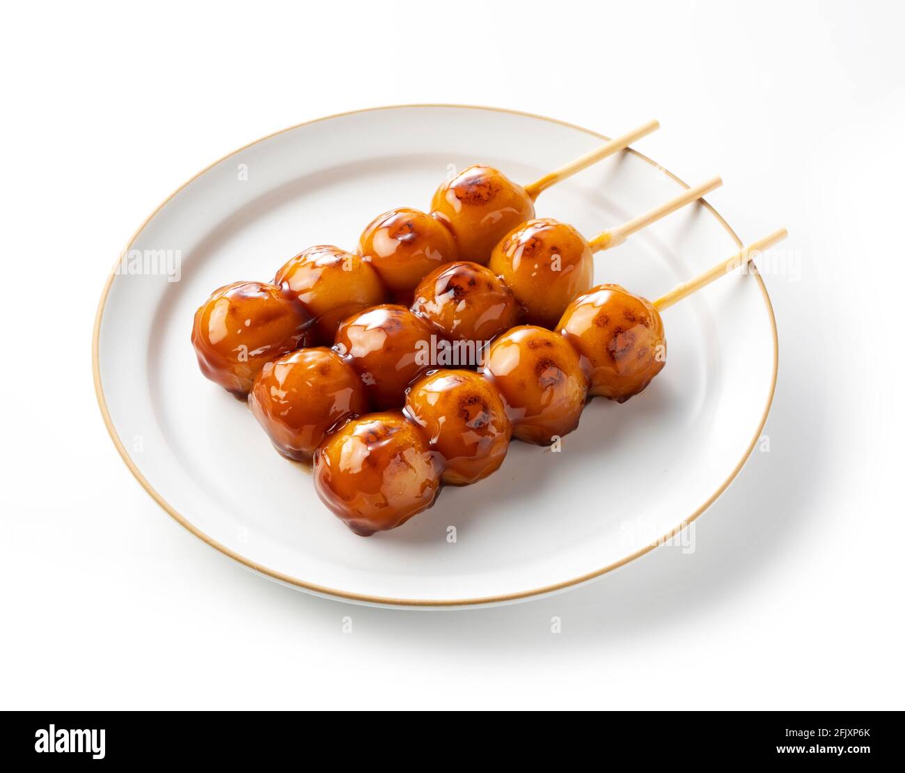 Mitarashi dango placed on a white background. Image of mitarashi dango ...