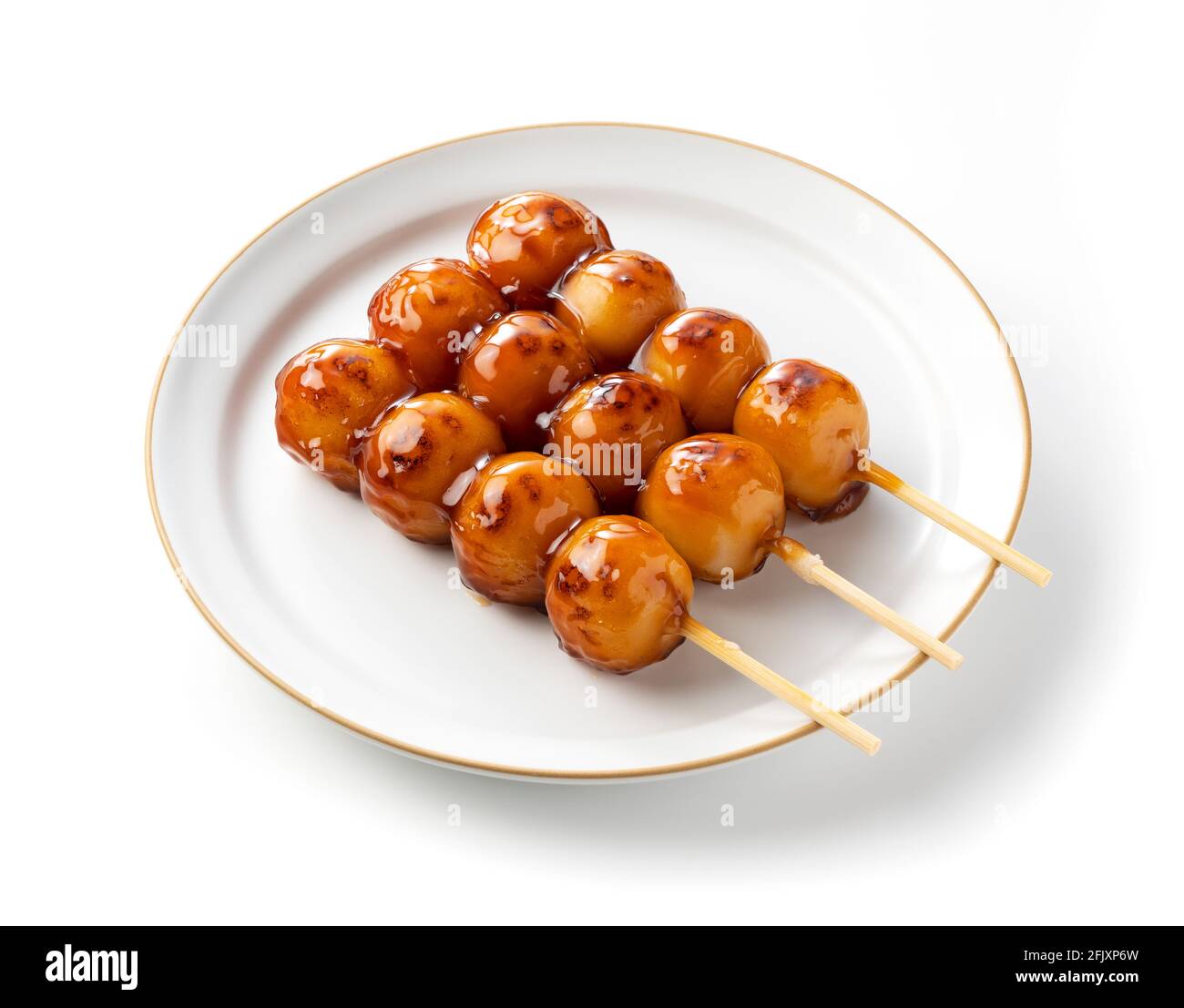 Mitarashi dango placed on a white background. Image of mitarashi dango ...