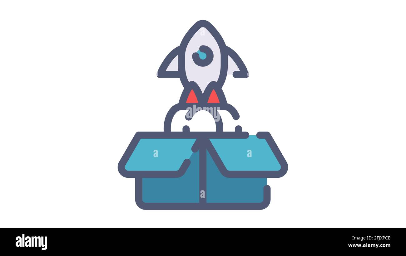 launch product release single isolated icon with single isolated icon with flat dash or dashed ...