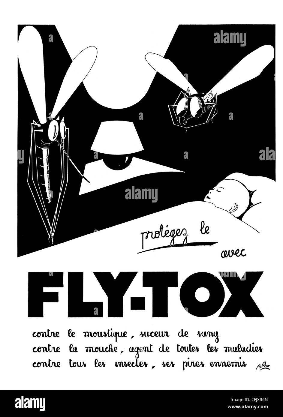 Vintage French Mosquito Repellent "Fly-Tox" Advertisement (A3+ poster ...