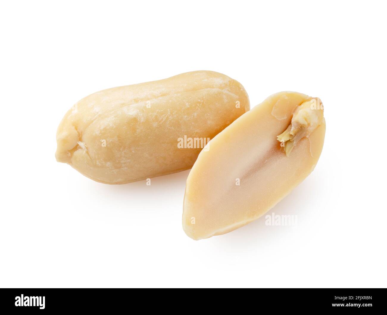 Two peanuts on a white background Stock Photo - Alamy