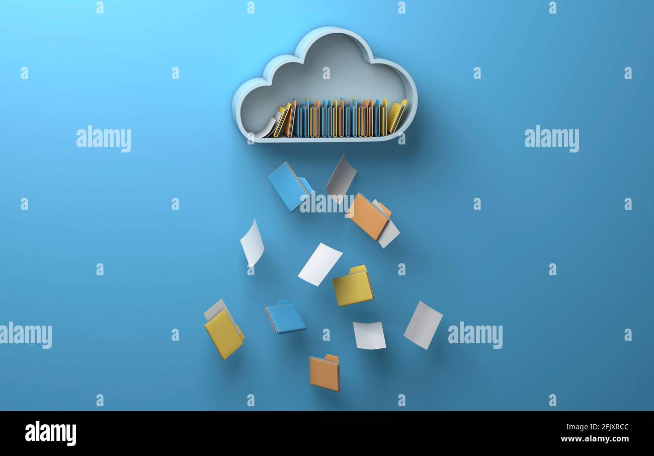 Access to cloud storage. The cloud from which files and folders drop ...