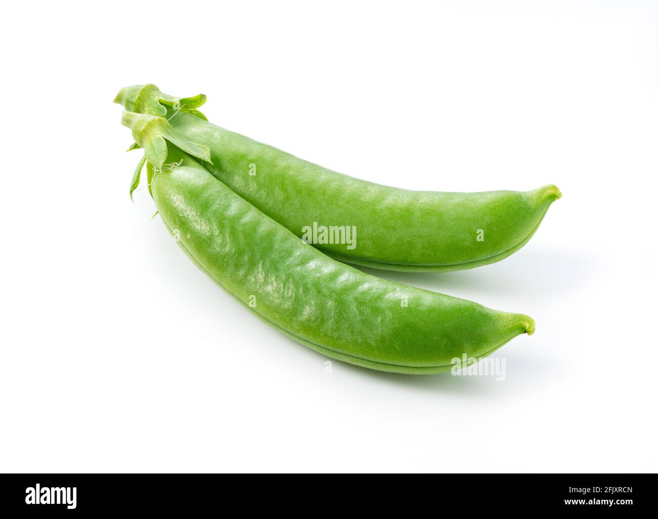 Two snap peas on a white background Stock Photo - Alamy