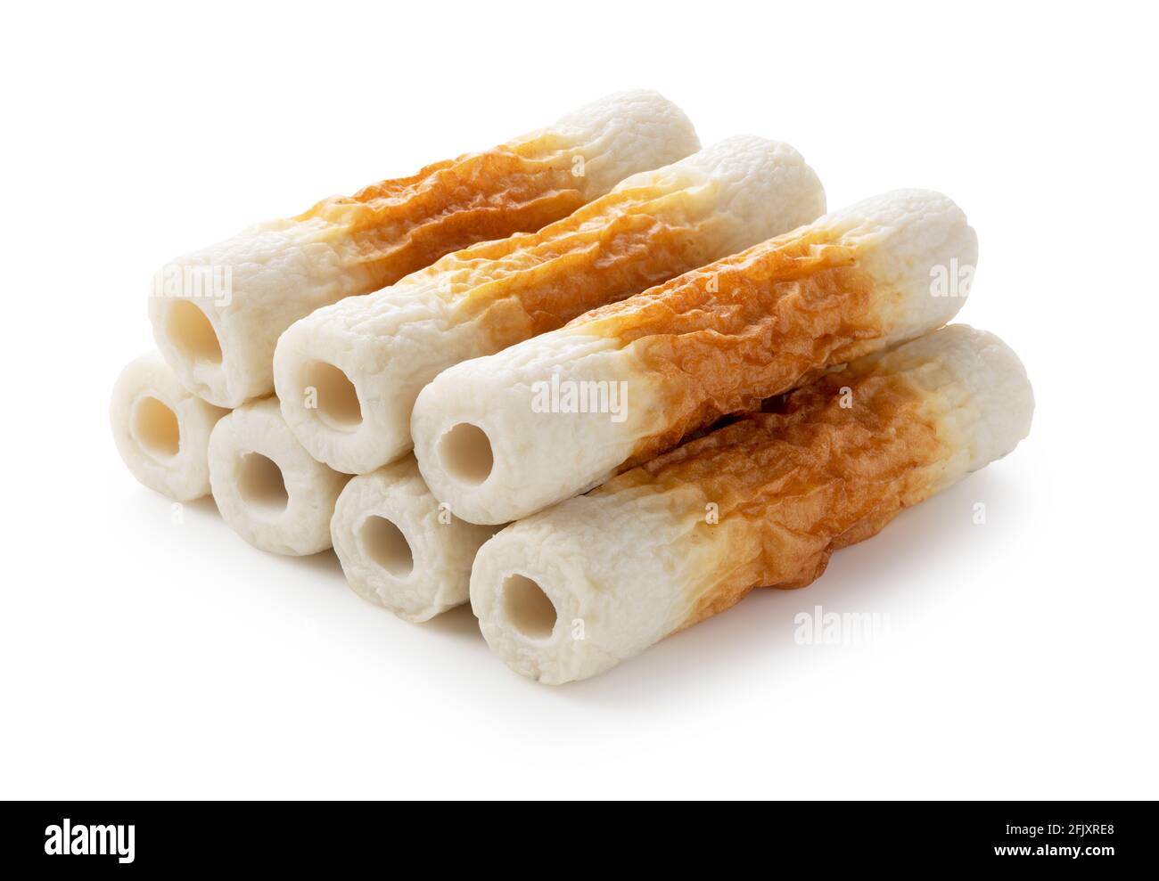 Lots of Japanese chikuwa placed on a white background Stock Photo - Alamy