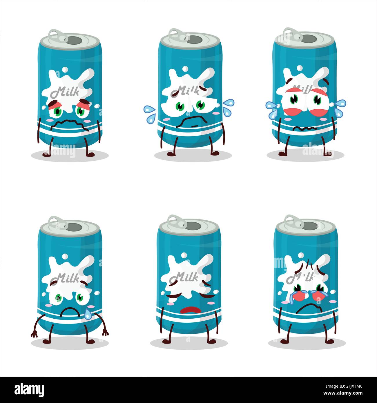 Milk can cartoon character with sad expression. Vector illustration ...
