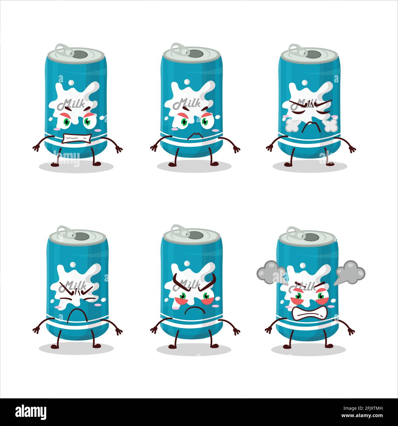 Milk can cartoon character with various angry expressions. Vector ...