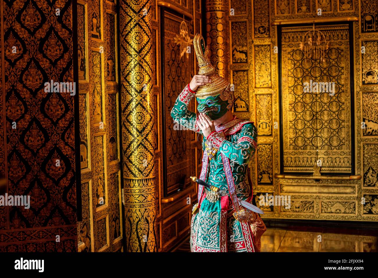 Khon art of culture Thailand Dancing in masked Ramayana Story Stock ...