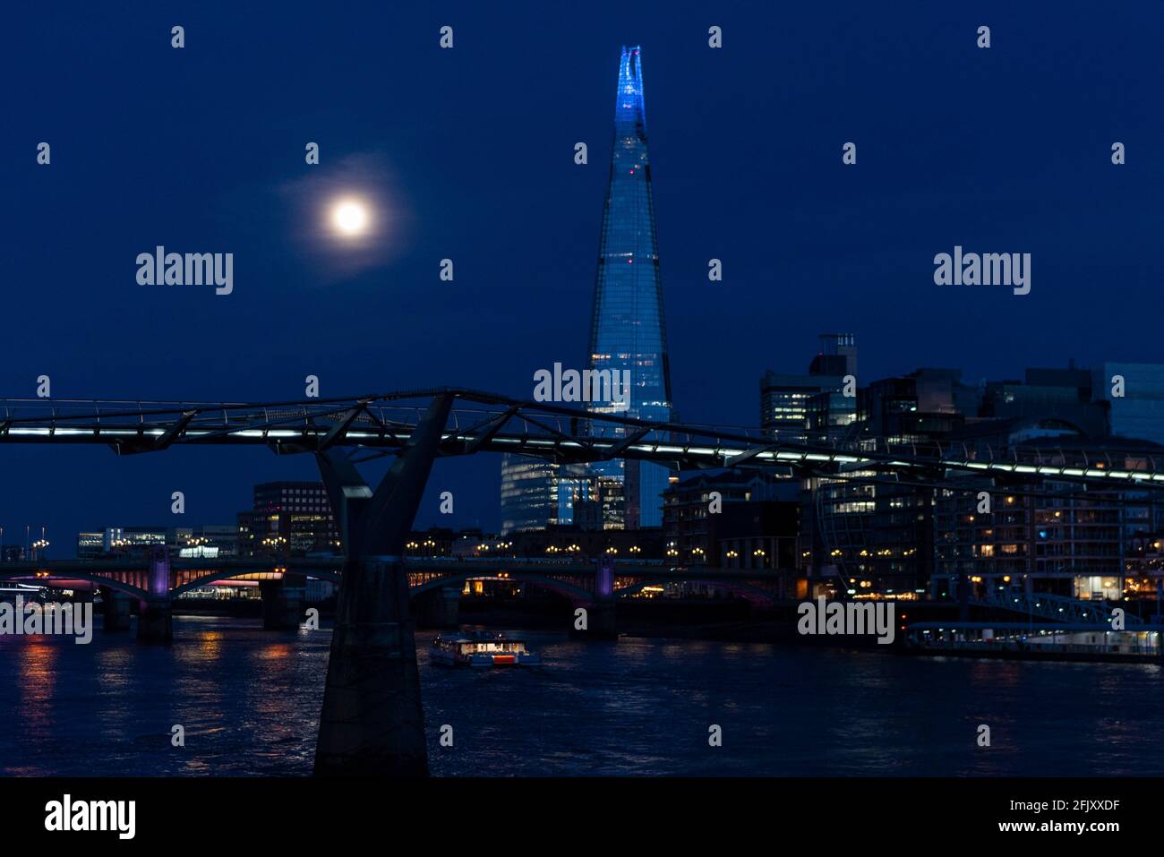 London, Britain. 26th Apr, 2021. The full moon, also known as the ...