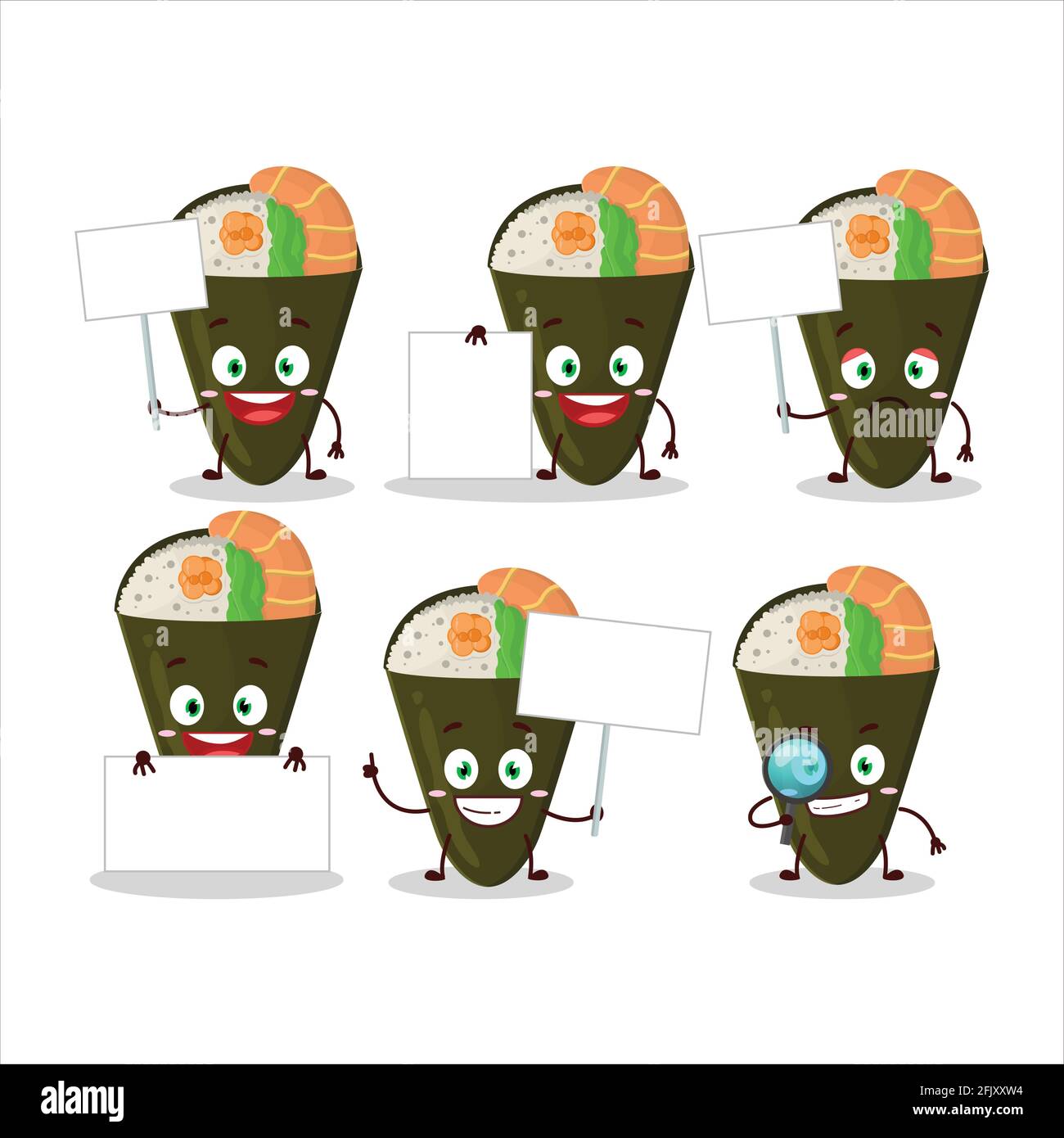 Temaki cartoon character in bring information board. Vector ...