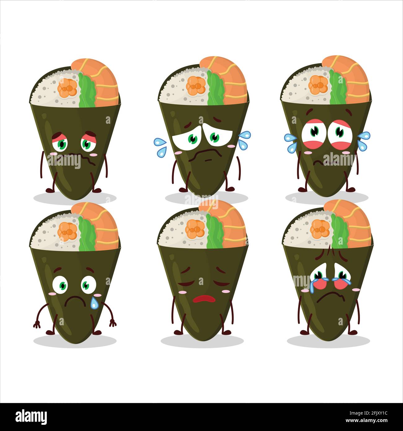 Temaki cartoon in character with sad expression. Vector illustration ...