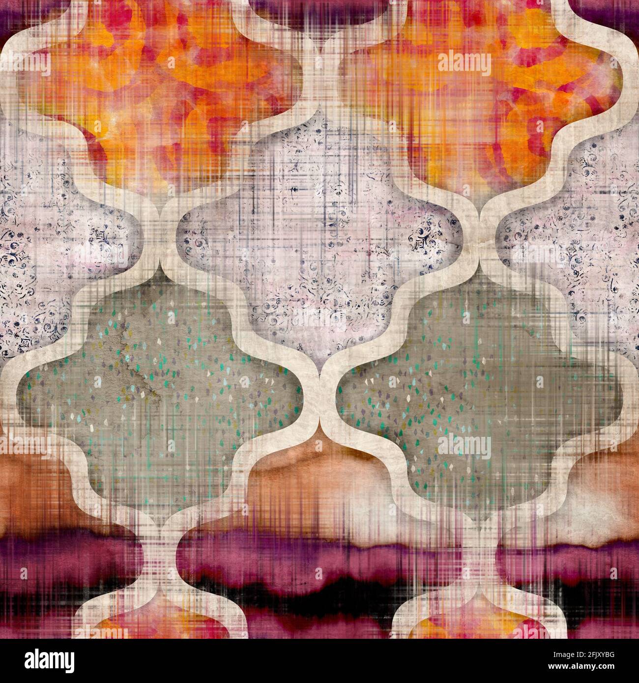 Seamless Moroccan inspired highly textured pattern for surface print ...