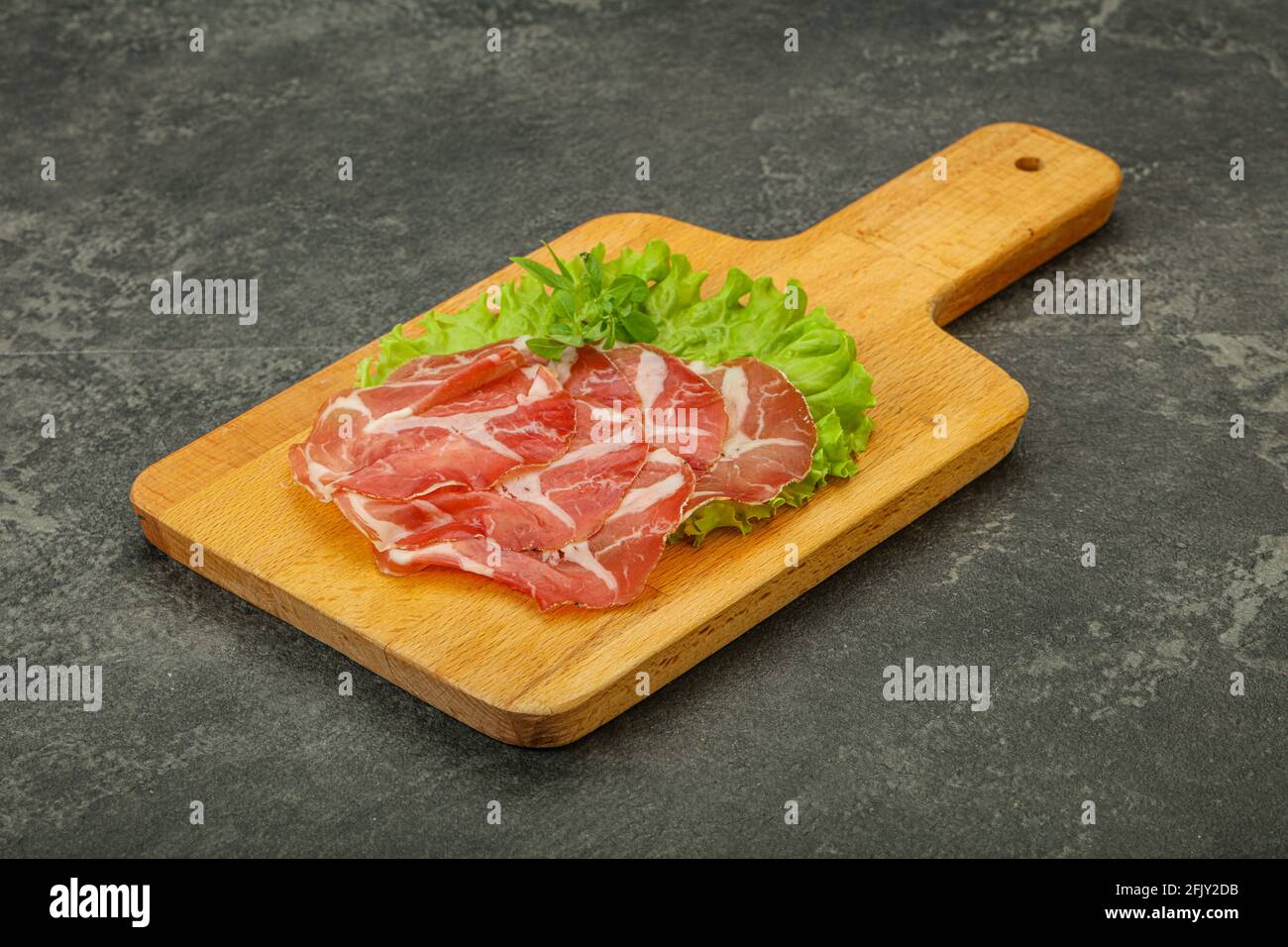 Delicous Smoked pork neck slices snack Stock Photo - Alamy