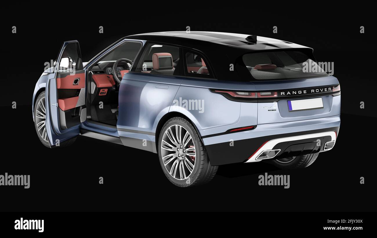 range rover velar with interior and black background Stock Photo - Alamy