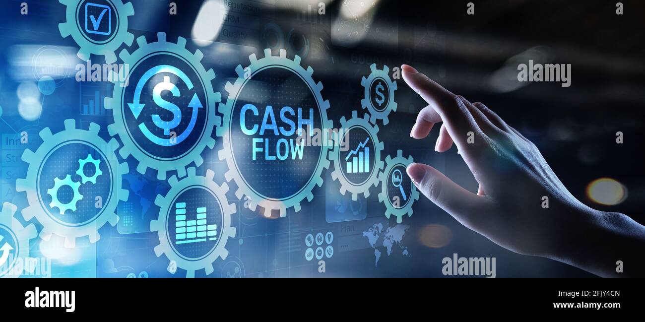 Cash flow button on virtual screen. Business Tehcnology concept Stock ...