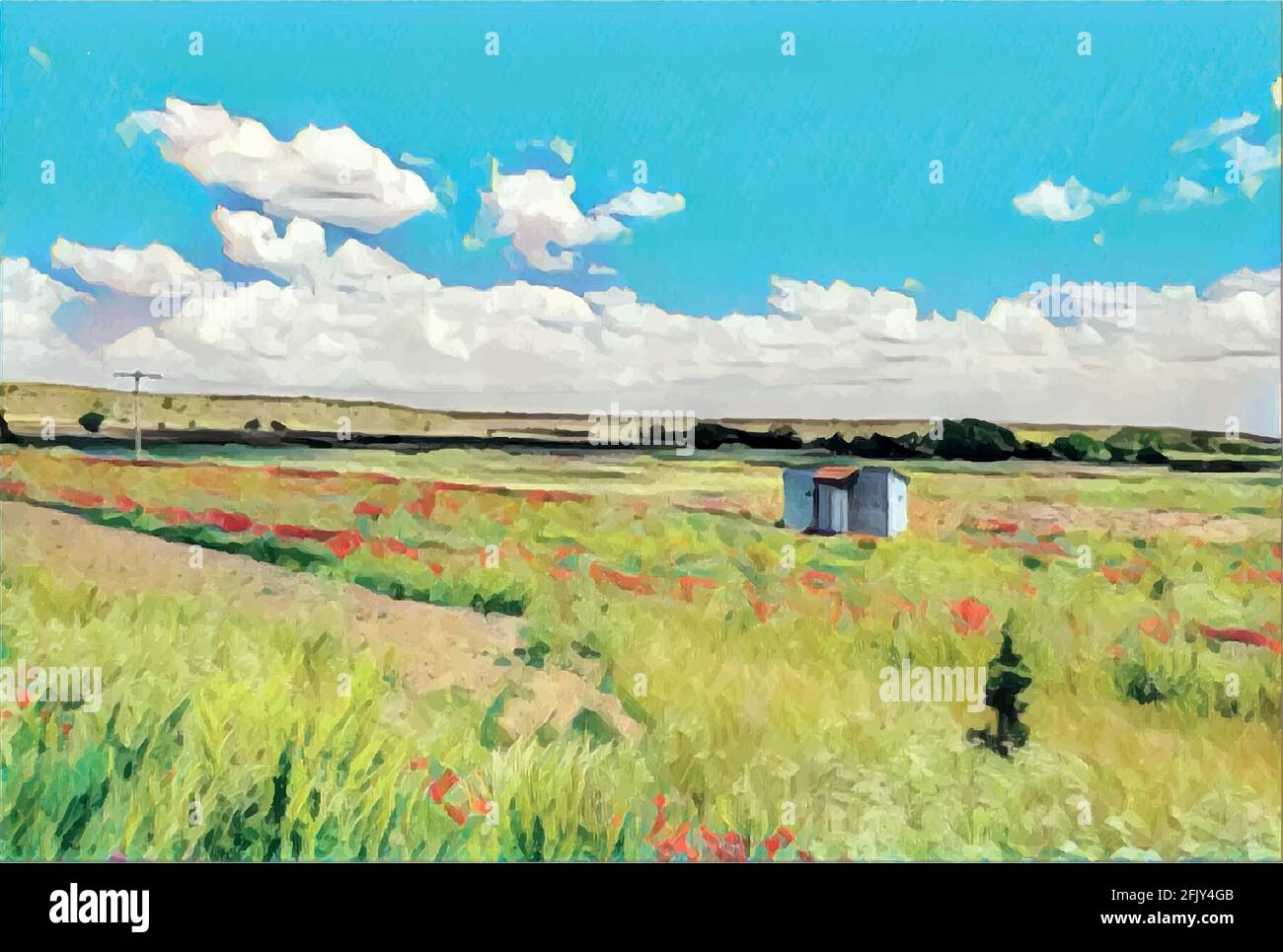 Orchard in bloom Stock Vector Images - Alamy