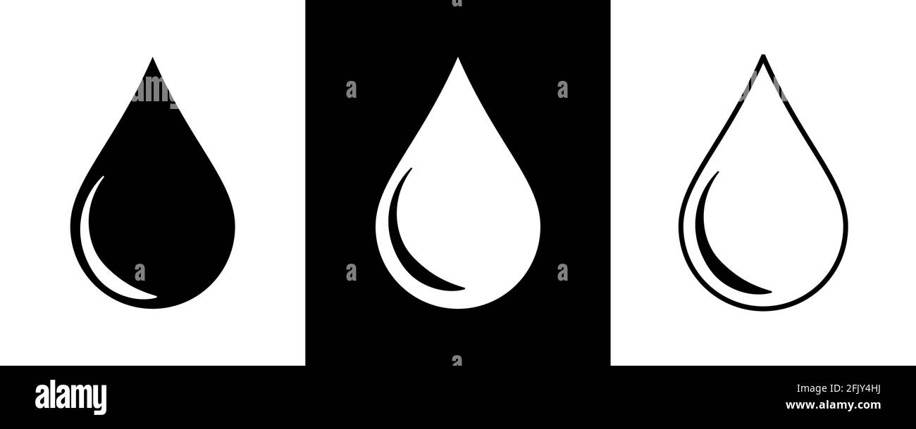 Vector drop icons. Three version on black and white background Stock ...