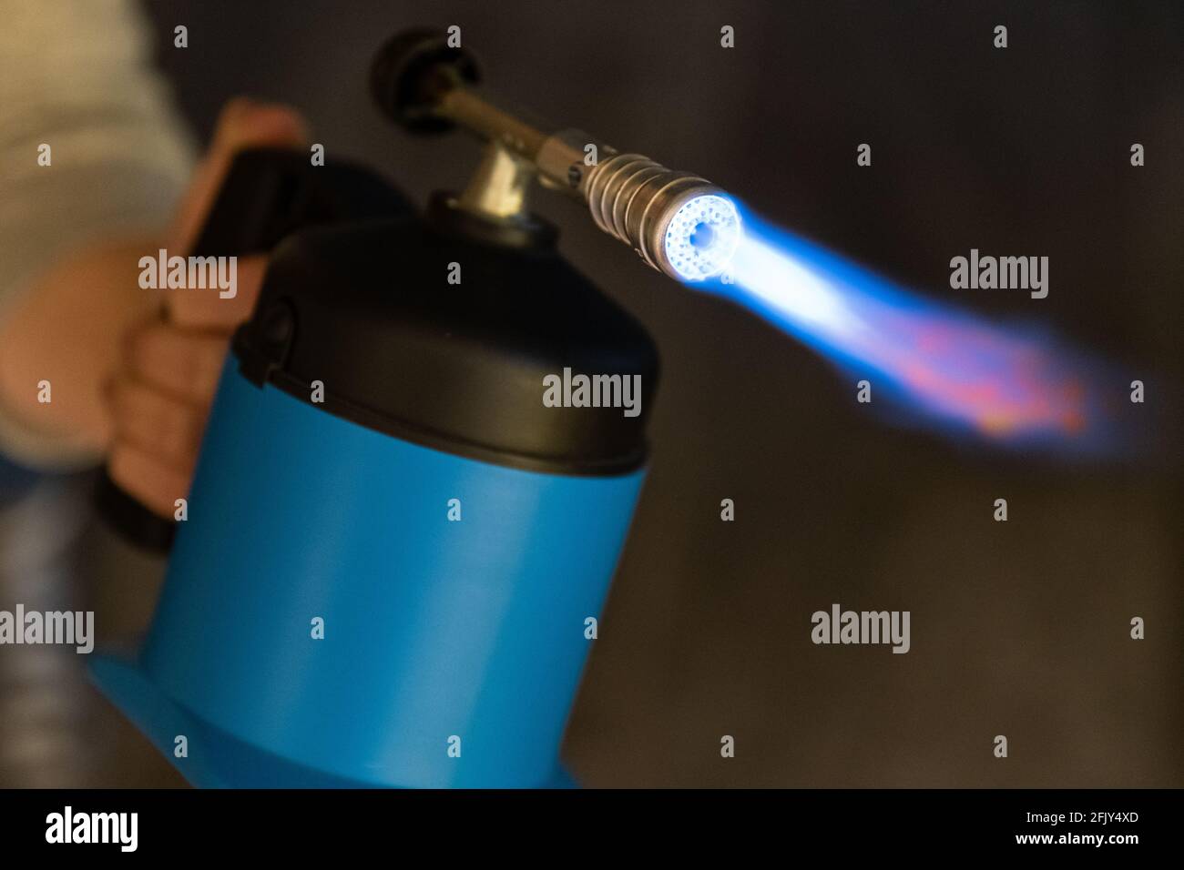 Hot burning blue flame on a gas burner Stock Photo - Alamy