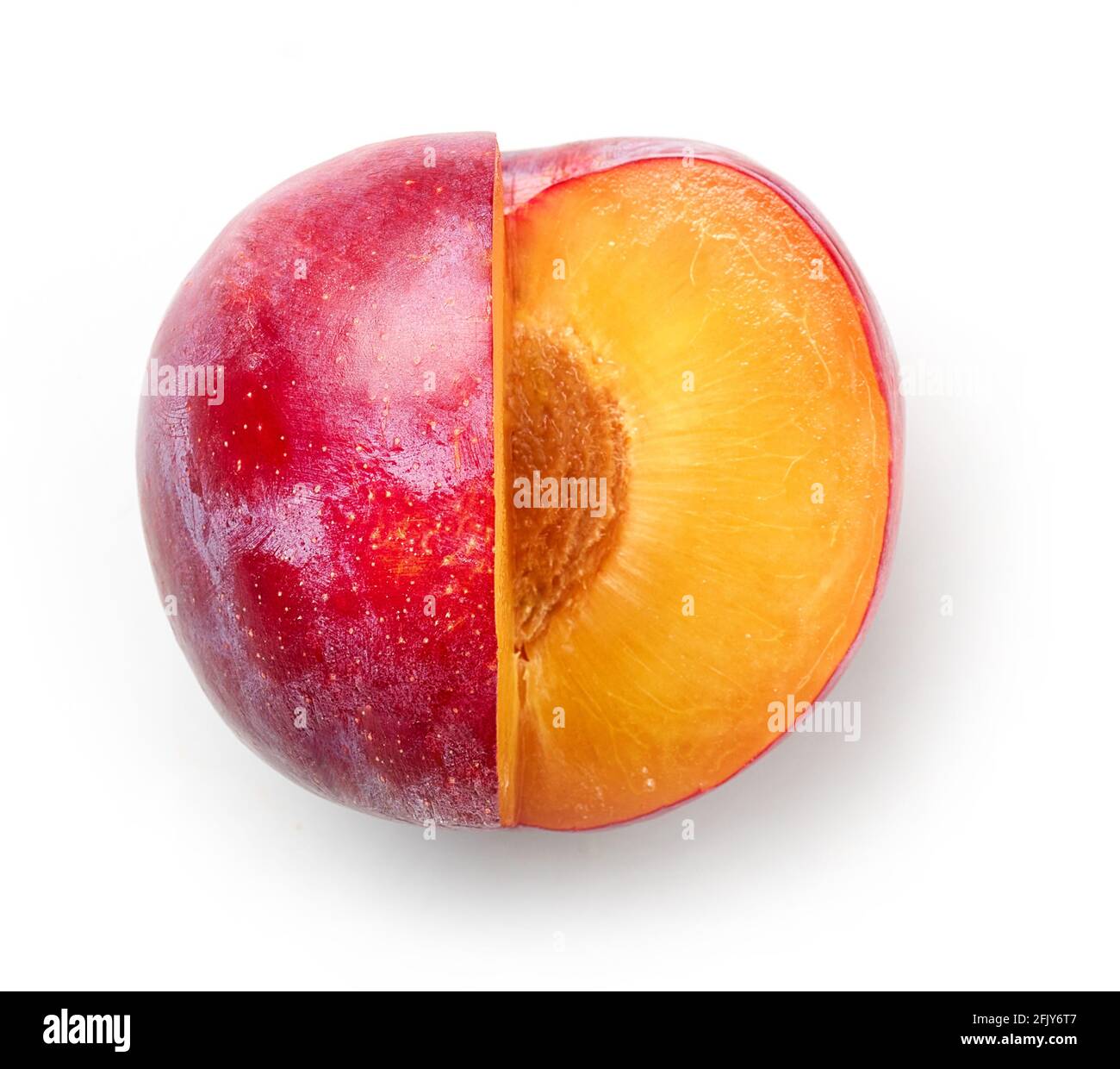 fresh juicy red plum isolated on white background, top view Stock Photo ...