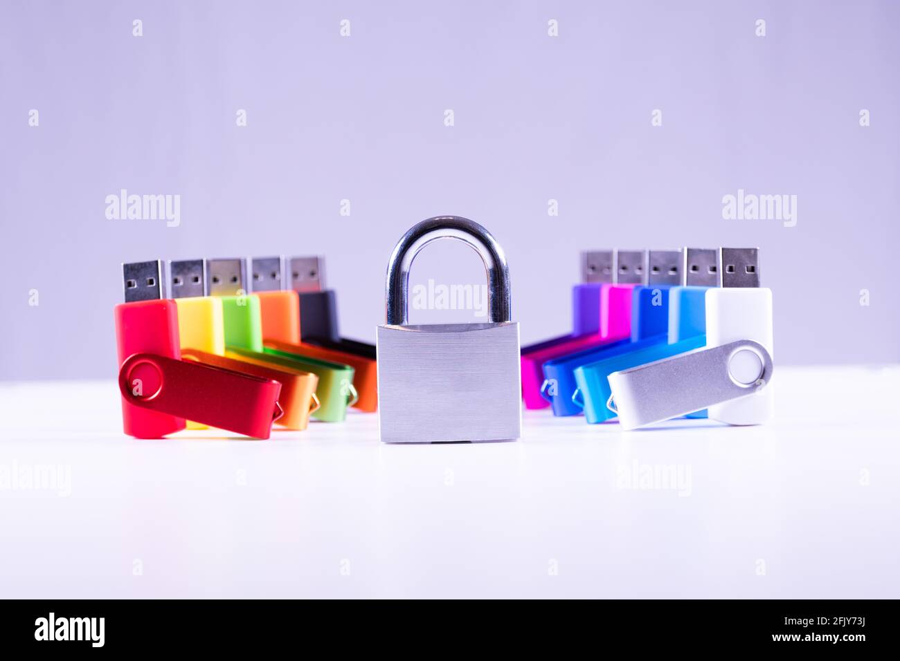 set of colourful usb flash drives isolated on white background Stock ...