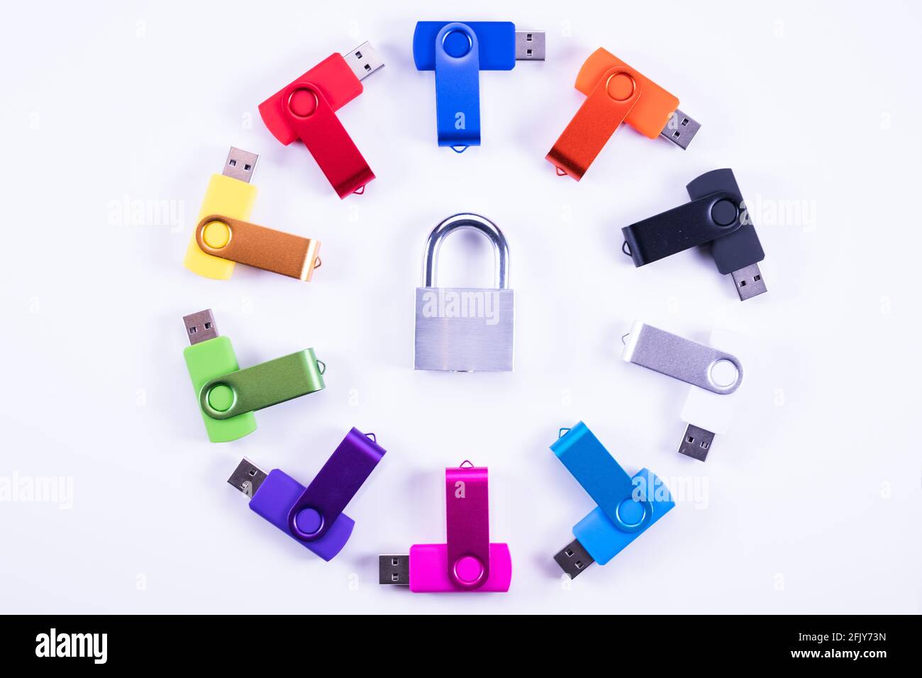 set of colourful usb flash drives isolated on white background Stock ...