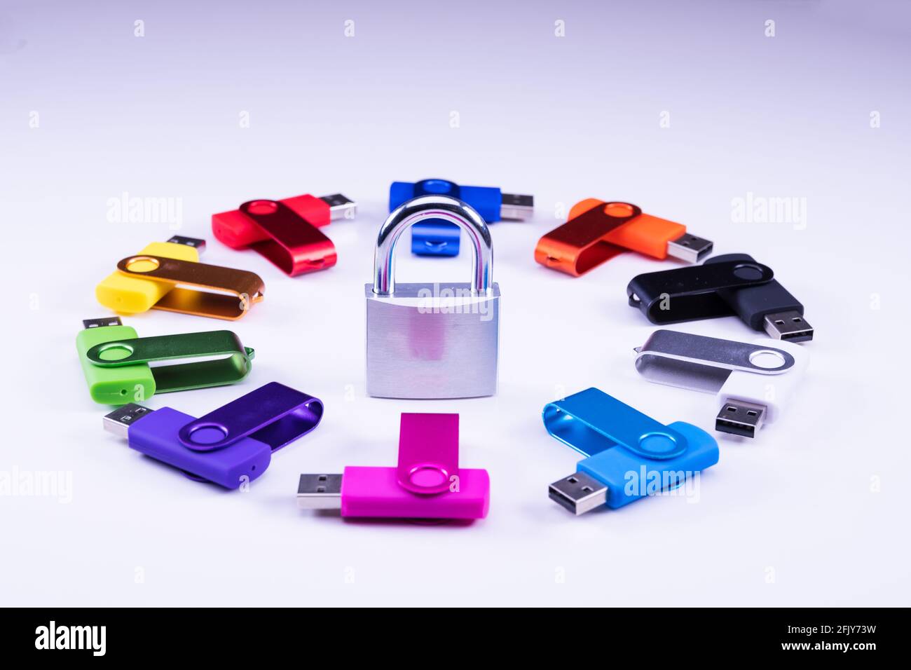 set of colourful usb flash drives isolated on white background Stock ...