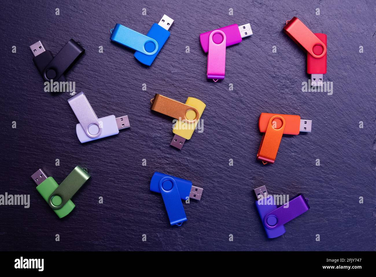 set of colourful usb flash drives isolated on white background Stock ...