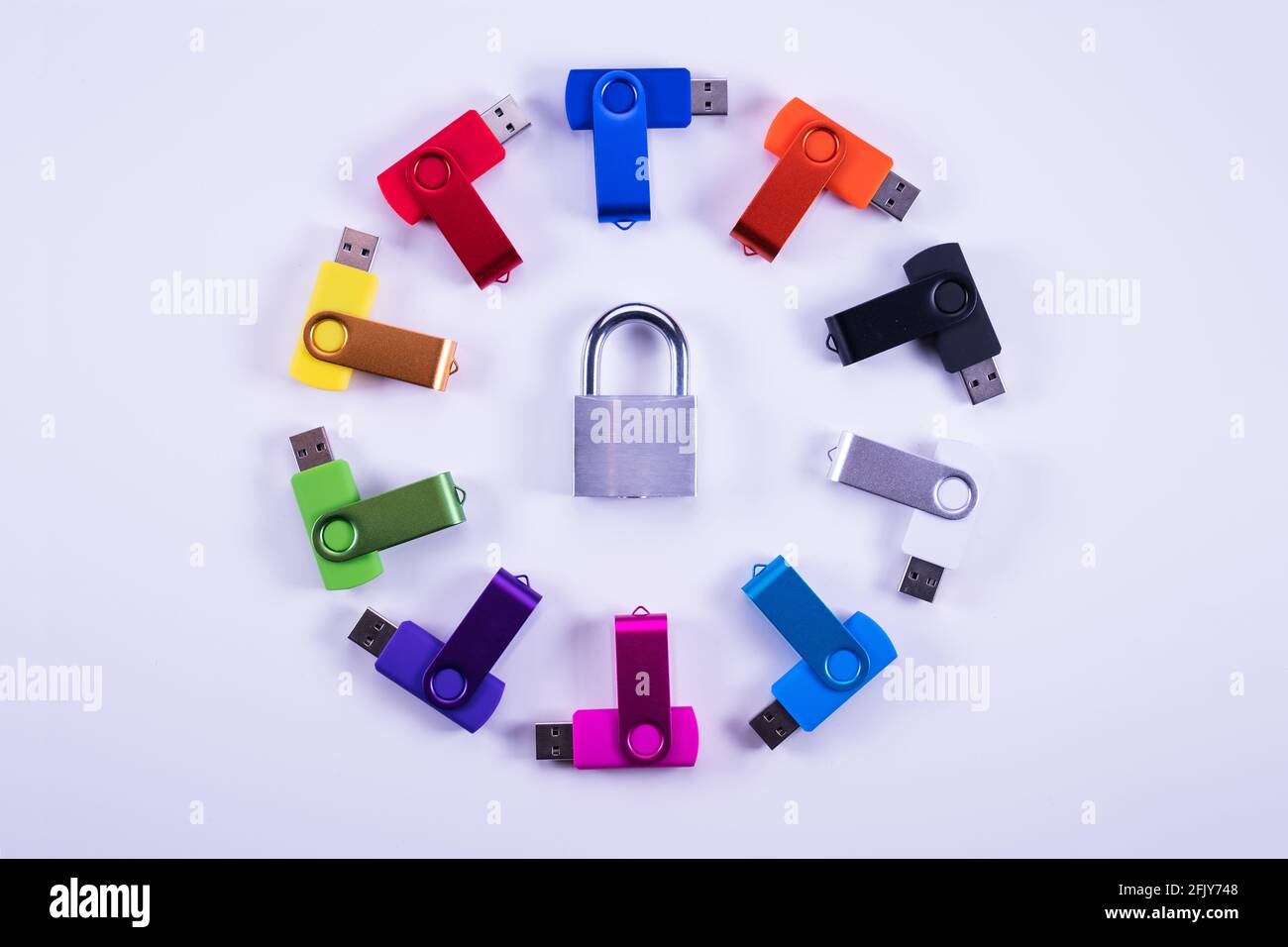 set of colourful usb flash drives isolated on white background Stock ...