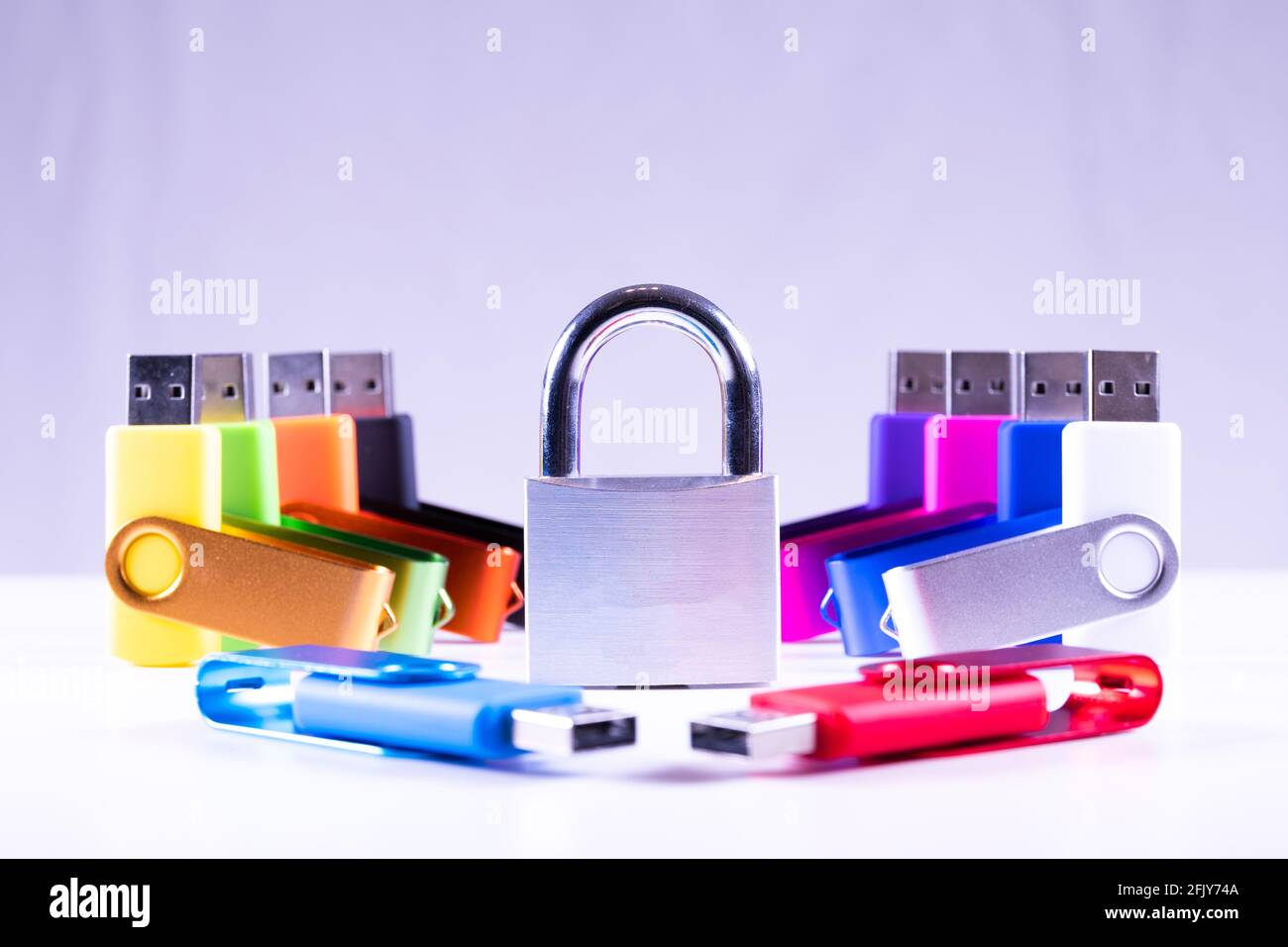 set of colourful usb flash drives isolated on white background Stock ...